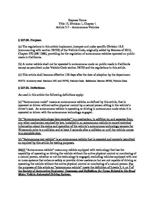 Draft California Dmv Policy On Autonomous Vehicles | HackerNews | uDocz