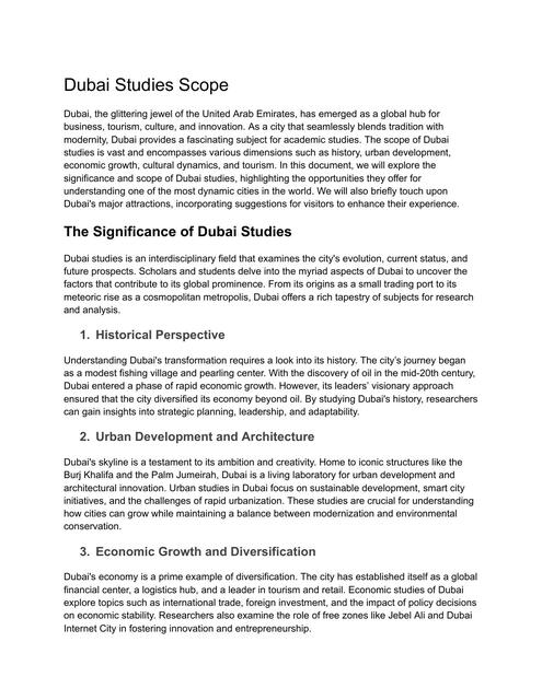 Dubai Studies Scope | benard | uDocz
