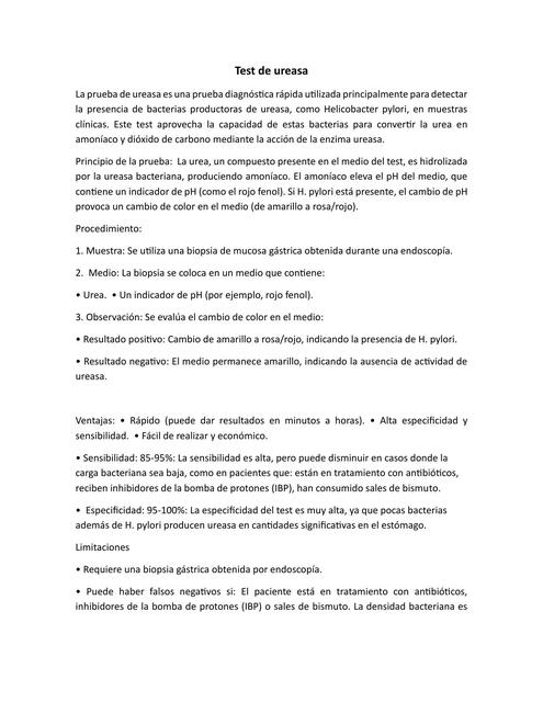 Test de ureasa | Stheycy | uDocz