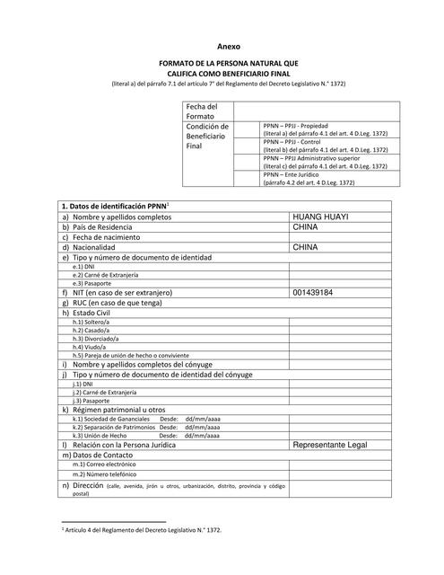 Formato BF Reglamento DS 003 EF 0 | Luis | uDocz