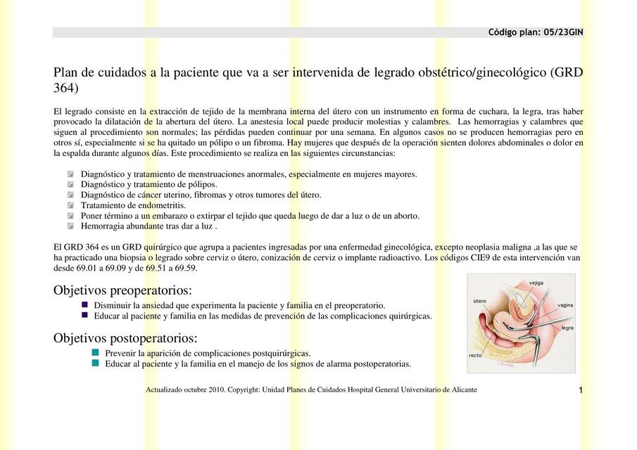 Plan de cuidados al paciente legrado | ESTEFANNY BRENDA | uDocz