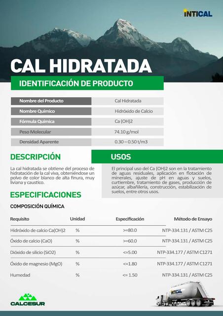 FICHA TECNICA CAL HIDRATADA | Lesly | uDocz