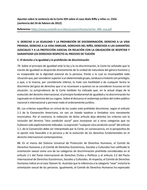 Apuntes caso Atala Riffo vs Chile | Mirella Flores Vilela | uDocz