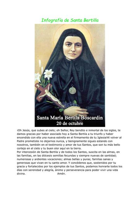 Infografía de santa Bertilla Kamila Terán | Evan Raúl | uDocz