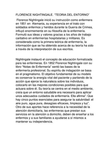 FLORENCE NIGHTINGALE TEORIA DEL ENTORNO | QUISPE MENECES | uDocz