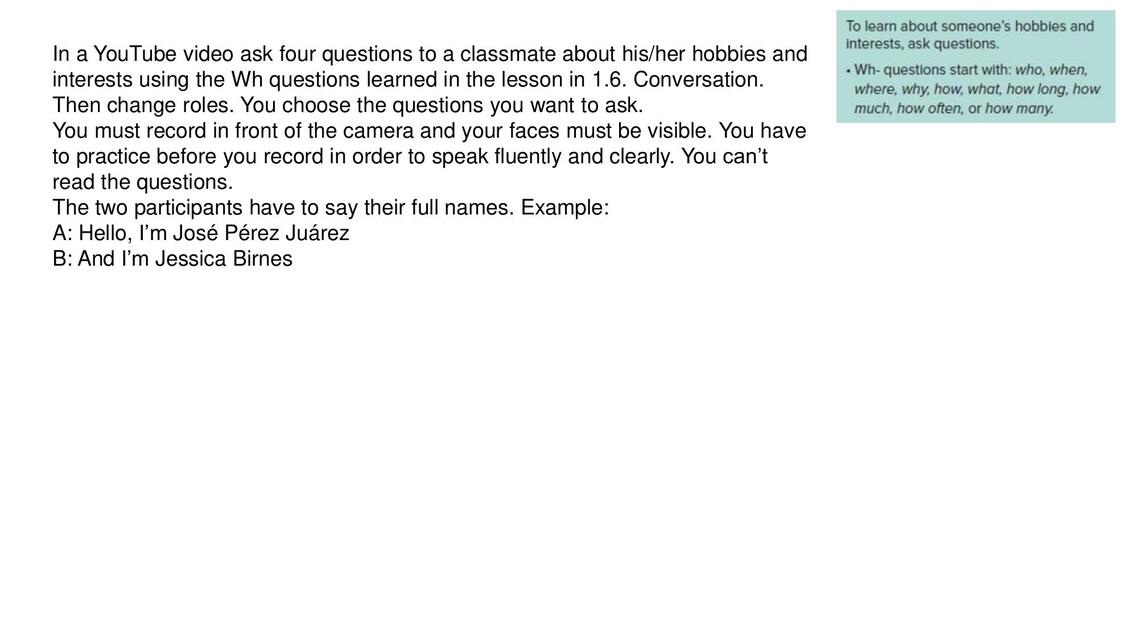 1 6 Conversation Activity 3 Oral participation | Juan Francisco ...