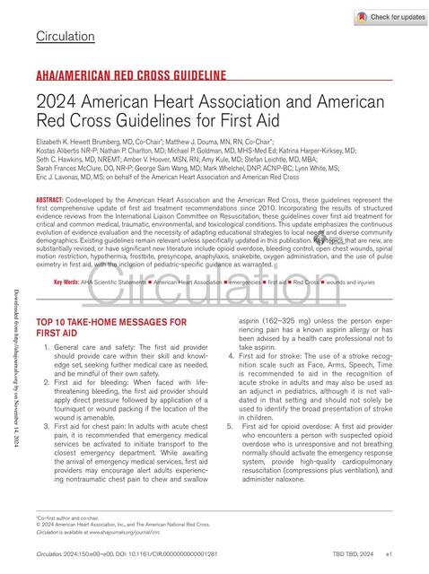 2024 American Heart Association and American Red Cross Guidelines for ...