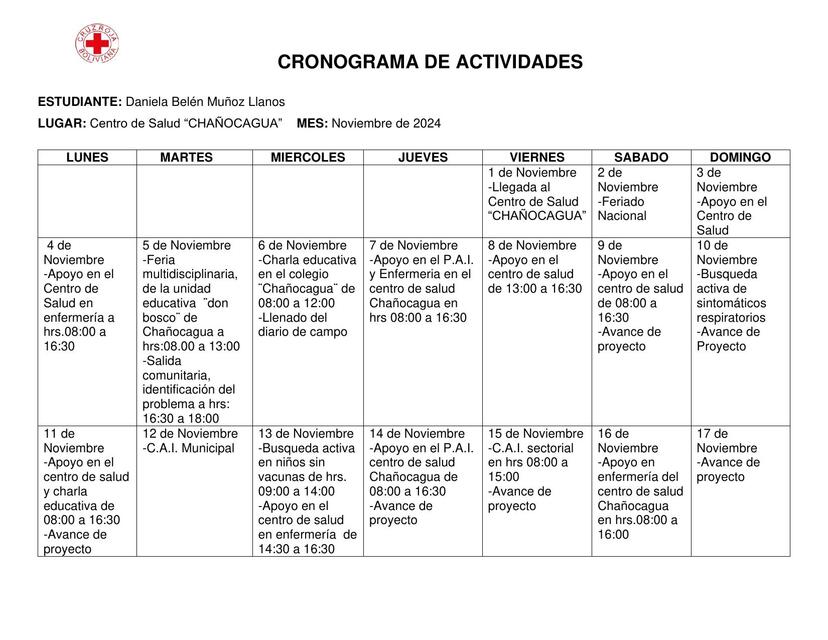 CRONOGRAMA NOV DANI1 | Sofia Anette | uDocz