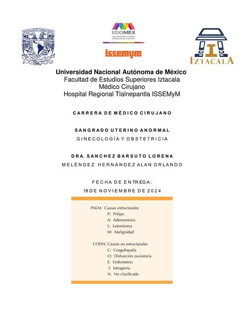 Sangrado uterino anormal | Alan Meléndez | uDocz