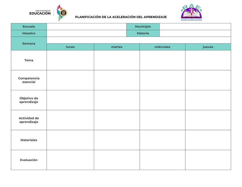 Plantilla de Planificacion RAE | Beatrice | uDocz