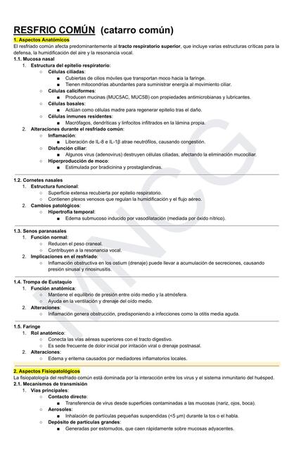 1. Resfrió común o catarro común - Nelson | Marian Chamorro | uDocz