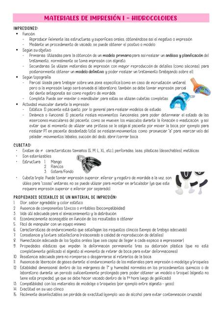 Materiales de impresion I | Odonto student | uDocz