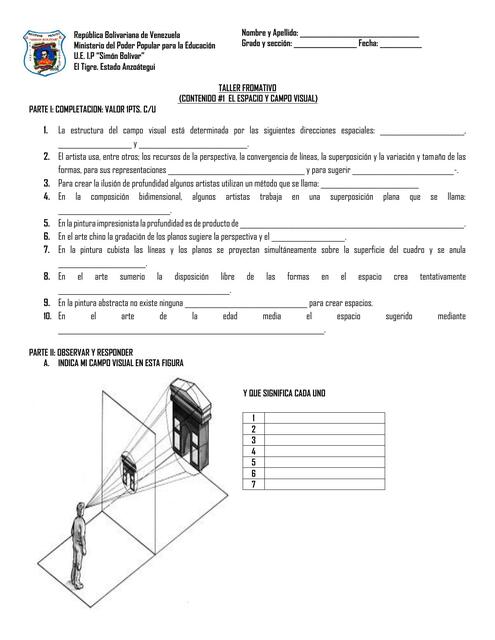 TALLER FORMATIVO 1 EL ESPACIO Y CAMPO VISUAL 1ER A | LUISANA GALINDEZ | uDocz