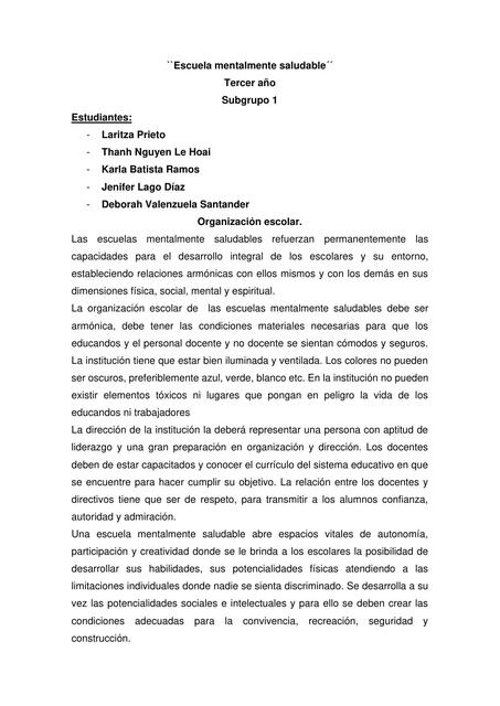 Escuela mentalmente saludable | Deborah | uDocz