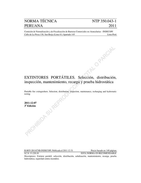MATERIAL DE LECTURA 4 NTP 350 043 1 Extintores Por | ssdadasd | uDocz