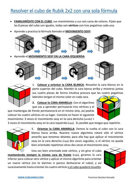 Resolver el cubo de Rubik 2x2 con una sola formula | MENDOZA SILVA | uDocz