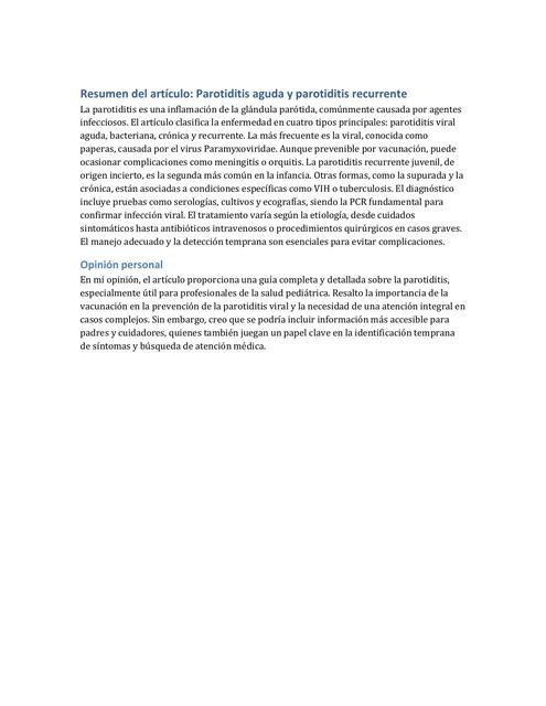 Flashcards de Resumen Parotiditis | Por Fernanda Morales Lemus | uDocz