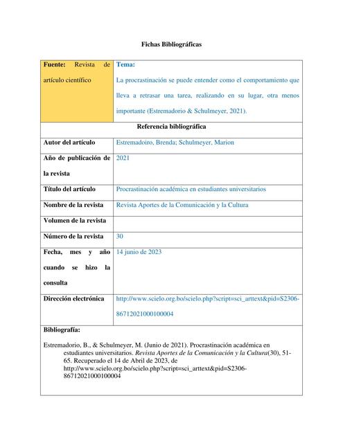 Fichas Bibliográficas | Sergio Andrés Catalá Terceros | uDocz