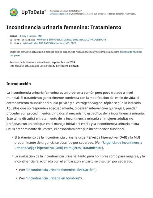 Infección urinaria femenina Tratamiento UpToDate | Silvana Castaño | uDocz