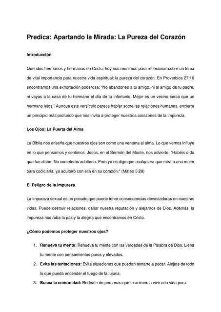 Predica Apartando la Mirada La Pureza del Corazón | CRISTIAN JBV | uDocz