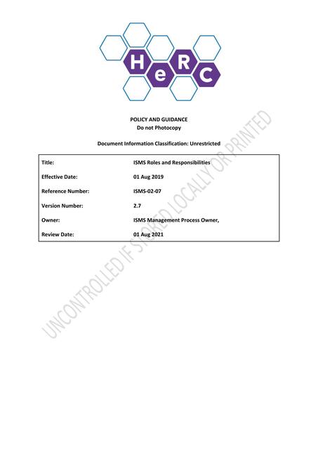 ISMS 02 07 Roles and Responsibilities | Nsidi | uDocz