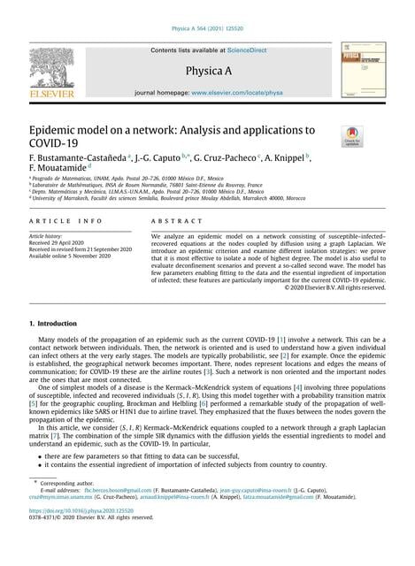 Flashcards de Epidemic model on a network Covid19 | Por Edgar | uDocz
