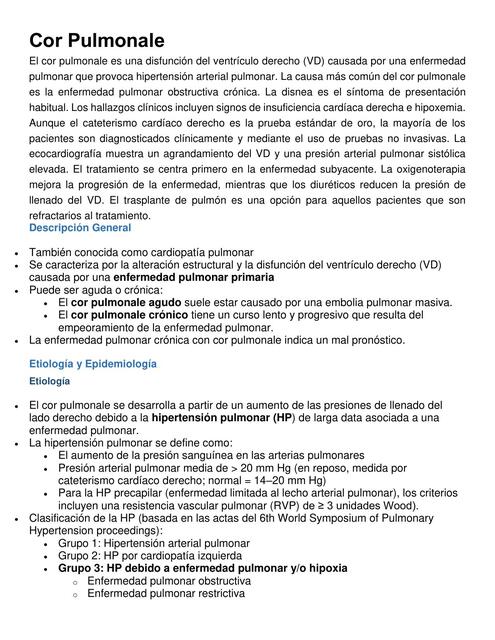 Cor Pulmonale | Edgar Omar De La Garza Mata | uDocz