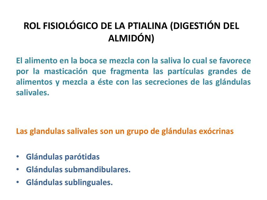 Practica ROL FISIOLÓGICO DE LA PTIALINA DIGESTIÓN | Ahmed Casana | uDocz