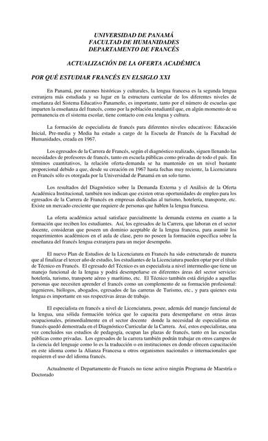 ACTUALIZACION DE OFERTAS ACADEMICAS FRANCES | Emy pinto | uDocz