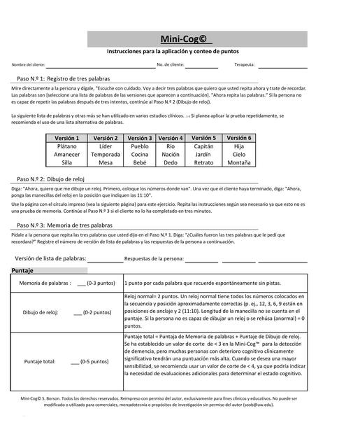SPANISH Mini Cog | Edwin | uDocz