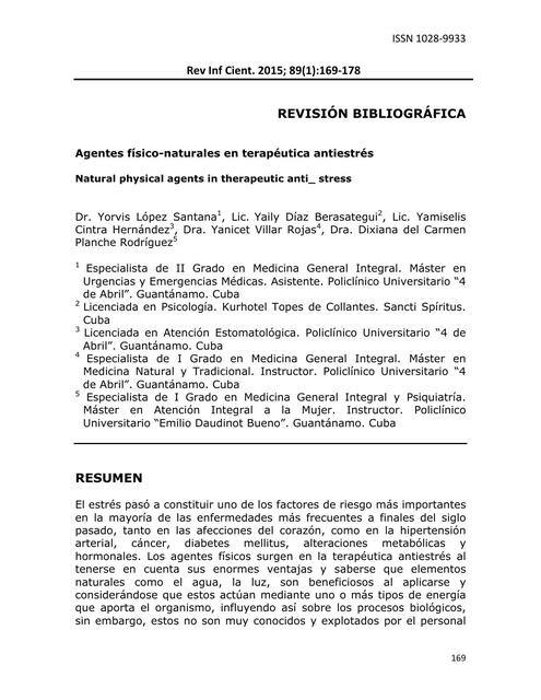Agentes físico naturales en terapéutica antiestrés | Salud y vida | uDocz