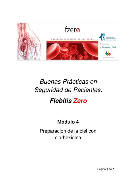 IV Flebitis Zero Preparación de la piel con clorhe | Albida | uDocz