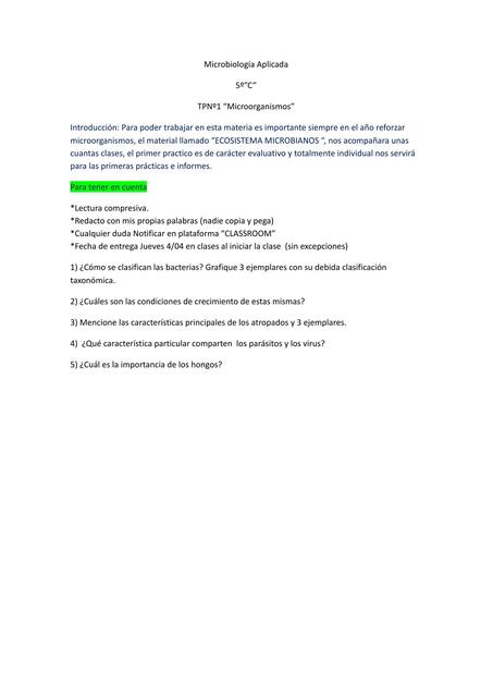 TPN 1 MICROORGANISMOS docx | Melisa Labado | uDocz