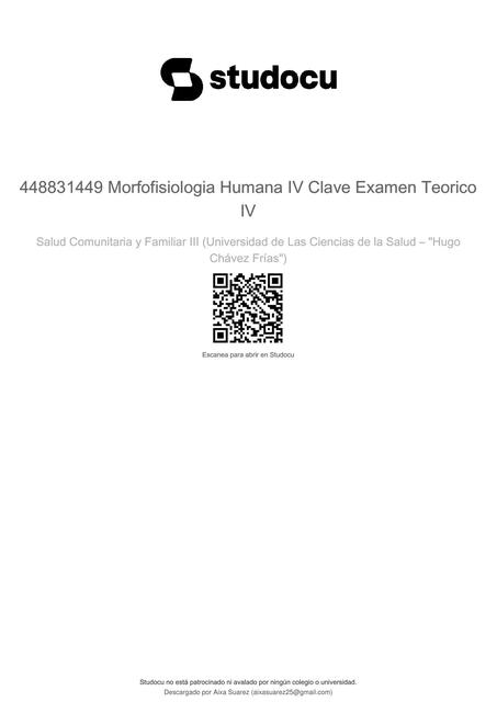 morfofisiologia humana iv clave examen teorico iv | Aixa Suárez | uDocz
