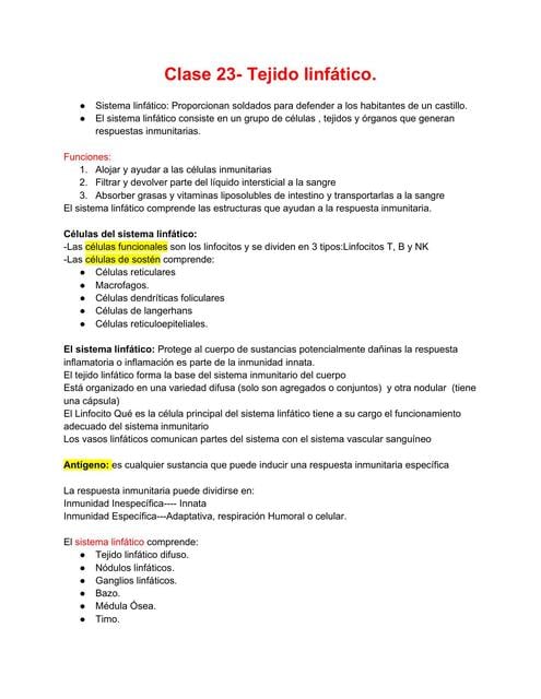 Clase TEJIDO LINFOIDE | Paola Alejandra Ticas Reyes | uDocz