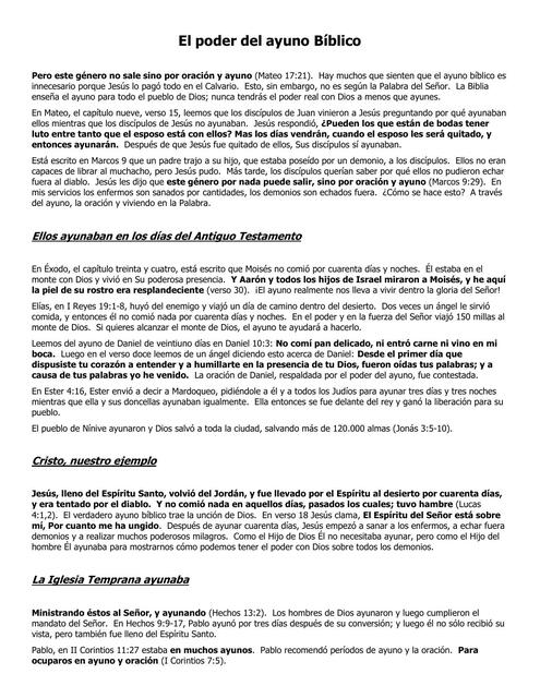 El poder del ayuno Bíblico | META | uDocz