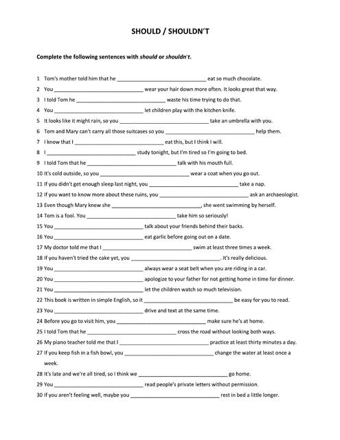 Exercises Should Shouldnt 1st Conditional | Maite | uDocz