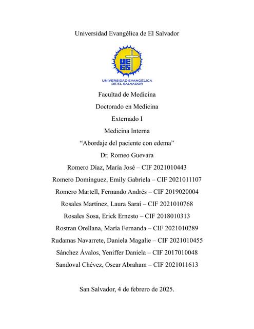 Abordaje del paciente con edema | Julissa | uDocz