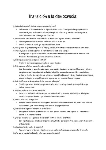 Transición a la democracia GUÍA DE LECTURA ICSE | Mar | uDocz