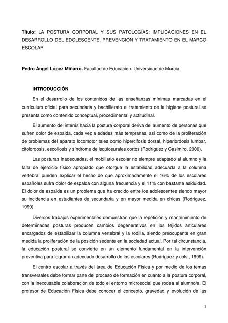 Educación Física y postura corporal | García Pérez Valeria | uDocz