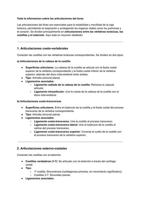 Articulaciones del torax | Shirley Dayana Rueda Moncada | uDocz