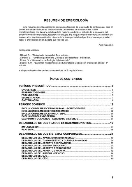 Resúmen de Embrio completo | Dayana Elsa | uDocz