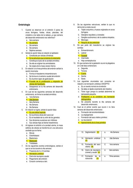 PREGUNTAS DE HISTO Y EMBRIO | Estefani Suárez | uDocz