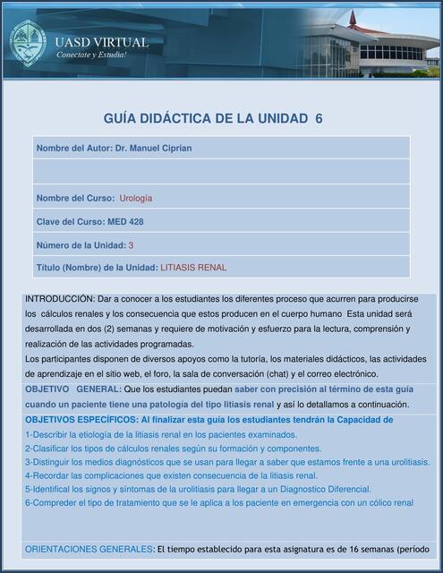 unidad 3 litiasis renal | Elizabeth Morel Dominguez | uDocz