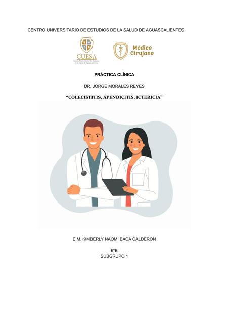 PRACTICA CLINICA COLECISTITIS APENDICITIS E ICTERI | KIMBERLY | uDocz