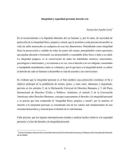 Integridad y seguridad personal derecho a la | Universo Jurídico | uDocz