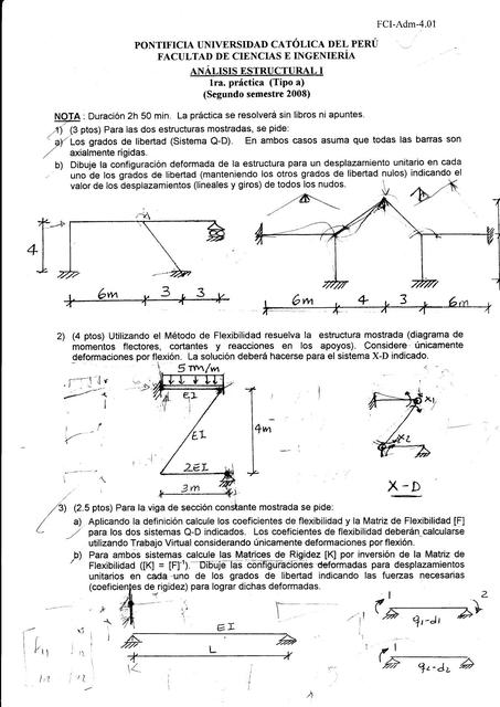 PRÁCTICA CALIFICADA 1 ANÁLISIS ESTRUCTURAL 1 - Prácticas resueltas compiladas de ingeniería ...