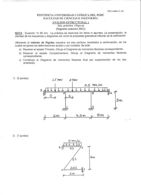 PRÁCTICA CALIFICADA 2 ANÁLISIS ESTRUCTURAL 1 - Prácticas resueltas compiladas de ingeniería ...