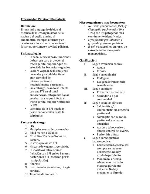 Enfermedad Pelvica Inflamatoria (EPI) | Meditipsw | uDocz