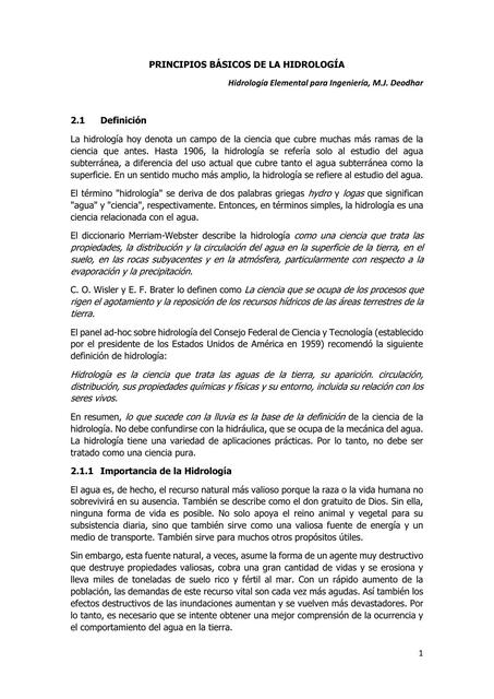 Principios Básicos de Hidrología | Helgo herbert Meza Huayta | uDocz